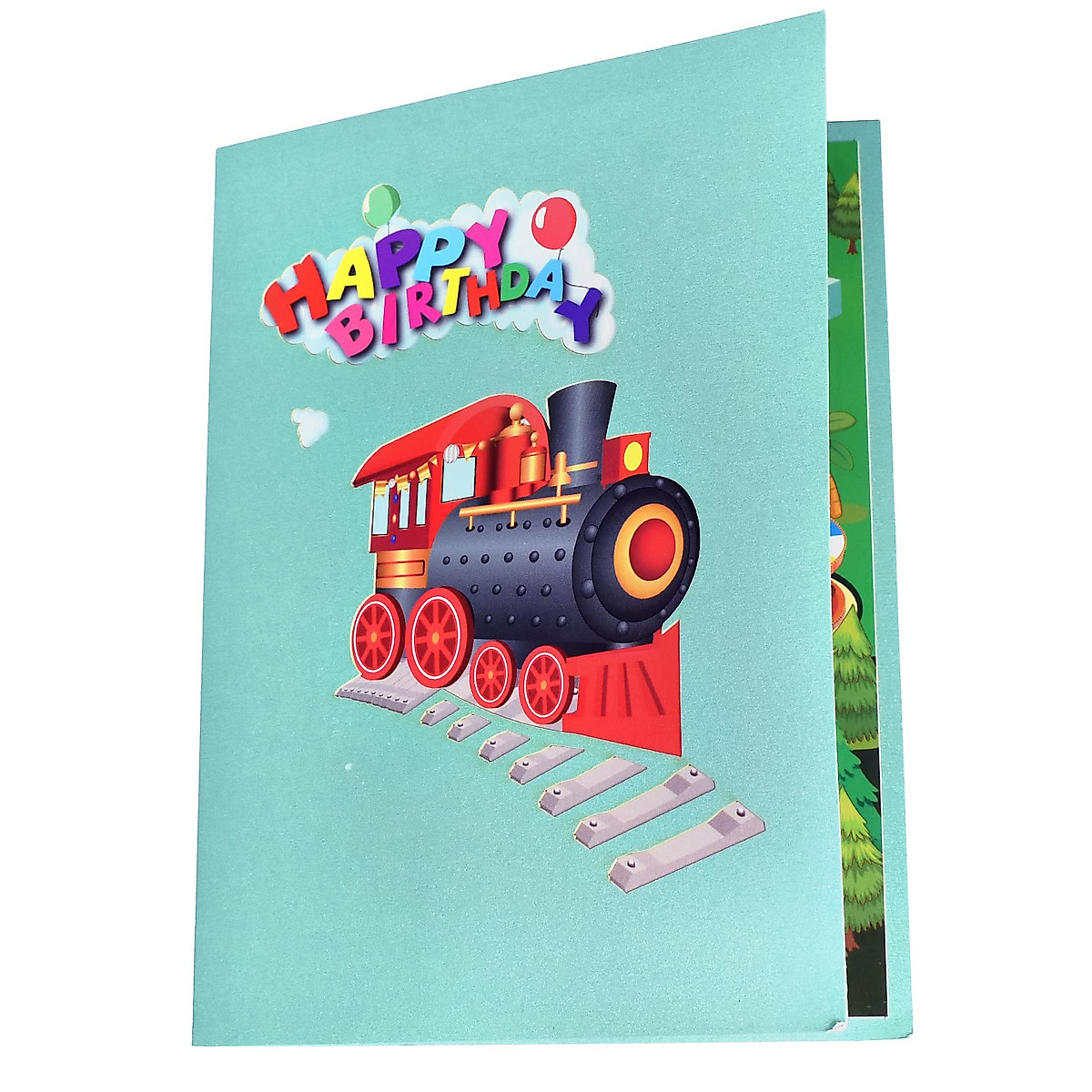 GREETING ART Happy Birthday Train Pop Up Card,3D Greeting Card for Birthday, Pop Up Birthday Card for Kids Boys Men Grandson Friends Daughter Son (Train Birthday Card)