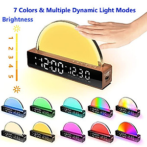 SinFoxeon Sunrise Alarm Clock, Wake Up Light with Simulation Sunrise Touch Dynamic Atmosphere Light 6 Natural Sounds 7 Color Sleep Breathing Light Suitable for Kids and Heavy Sleepers