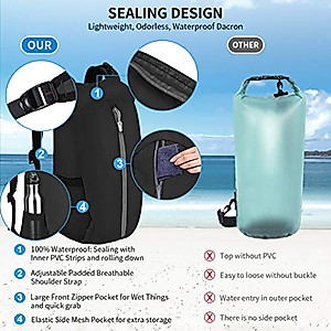 Waterproof Floating Dry Bag Backpack: 20L Lightweight Kayak Gear Drybag - Float Rolltop Outdoor Storage Pouch Pack for Swim Beach Kayaking Boating Rafting Black
