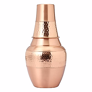 Pure Copper Bedside Carafes, Flask with Tumbler, For Ayurveda Health Benefits - Capacity - 1.4 Lt. (47.3 US Fluid Ounce)