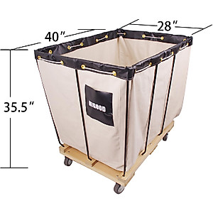 HIGOOD Canvas Basket Bulk Truck,Service Carts 16 Bushel Knock Down Truck, 20.0 cu. ft, 600 lb, 40" L X 28" W X 35.5" H Capacity