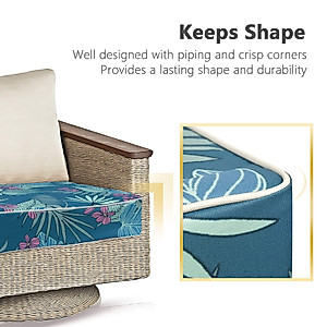 Porch Shield Outdoor Cushion Slipcovers Patio Chair Seat Cushion Covers Set 4 Waterproof Fade Resistant 20 x 18 x 4 inch, Palm Leaf