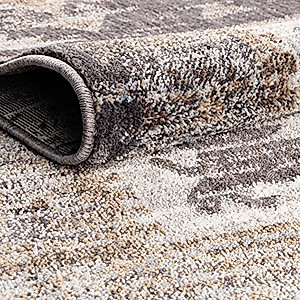 Unique Loom Eco Southwestern Collection Area Rug - Springdale (Round 3' 3" x 3' 3", Charcoal Gray/Ivory)