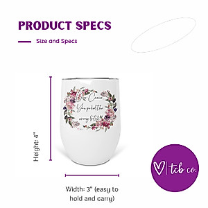 Dear Cancer You Picked the Wrong Bitch, Cancer Patient Gift 12 oz Stainless Steel Insulated Wine Tumbler With Lid