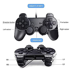 TUOZHE Wired Controller for PS2 Double Shock, 2 Pack Gamepad Remote Compatible with Play Station 2 (Two Black)