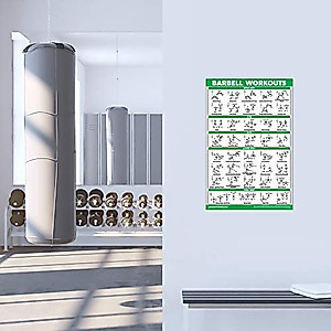 QuickFit 3 Pack - Dumbbell Workouts + Bodyweight Exercises + Barbell Routine Poster Set - Set of 3 Workout Charts (Laminated, 18" x 27")