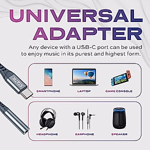 Statik USB-C to 3.5mm Audio Adapter - AUX to USB C Headphone Adapter Jack Converter, Premium Headphone Jack Adapter for USB C Devices, Maximum Audio Quality, High-Fidelity Sound Anywhere