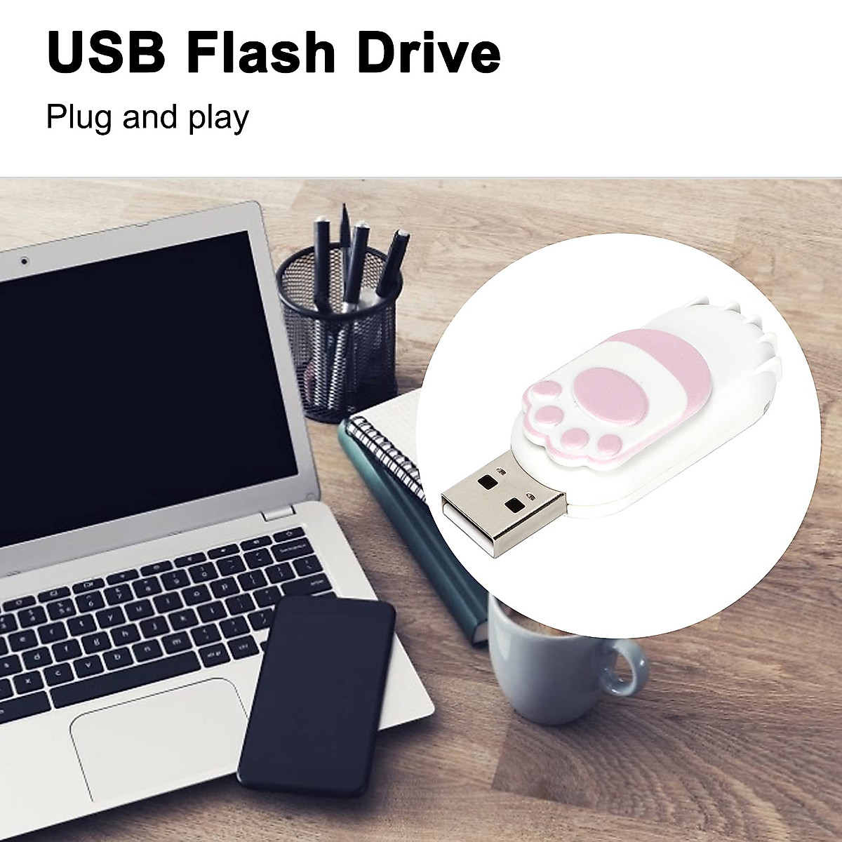 Kafuty-1 USB 2.0 Flash Drive,Cat Paw Cute Shape USB Stick Memory Stick,16GB/32GB/64GB/128GB Portable U Disk USB Memory Stick for Computer Laptop(64GB)