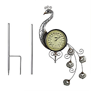 Poolmaster 54581 Outdoor Thermometer Garden Stake, Peacock, Multi