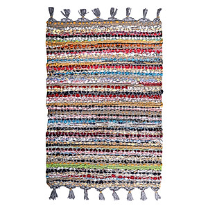 100% Cotton Rag Rug 2x3' Washable Multicolor Chindi Rug - Hand Woven & Reversible for Living Room Kitchen Entryway Rug -Multi Color, Farmhouse Rug.
