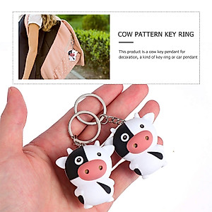 VALICLUD 2Pcs Cartoon Cow Keychain Miniature Cow Figurine Animals Keyring Charm Light and Sound Keychains Led Keychain Flashlight For Chinese Ox New Year Party Favors