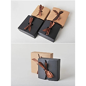 MODADA Gift Bags Square Kraft Paper Box Cardboard Packaging Valentine's Day Wedding Birthday Party Gift Box With Ribbons Candy Storage 30Pcs (Color : Red, Size : 14x14x5cm)