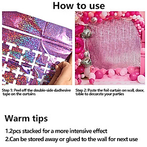 4 Packs Disco Foil Curtain, Silver Metallic Backdrop for Birthday, Bachelorette Party, 70s 80s 90s Theme Disco Party Decorations Supplies