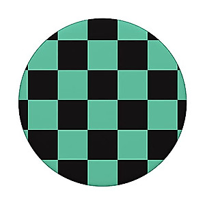 Checkered Black Green Anime Pattern PopSockets Swappable PopGrip