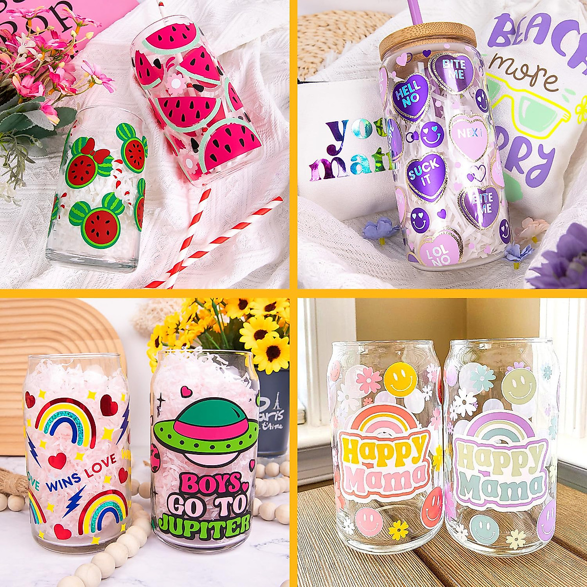 TECKWRAP Permanent Adhesive Vinyl Sheets 12" x 12" 40 Sheets/Pack Assorted Colors for Craft Cutters