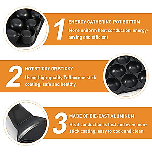 Takoyaki Grill Pan 18 Holes Takoyaki Maker Baking Pan,With Silicone Oil Brush,2pcs Barbecue Forks,1.5" Half Sphere Japanese Takoyaki Pan,for Making Takoyaki & Round Pancakes