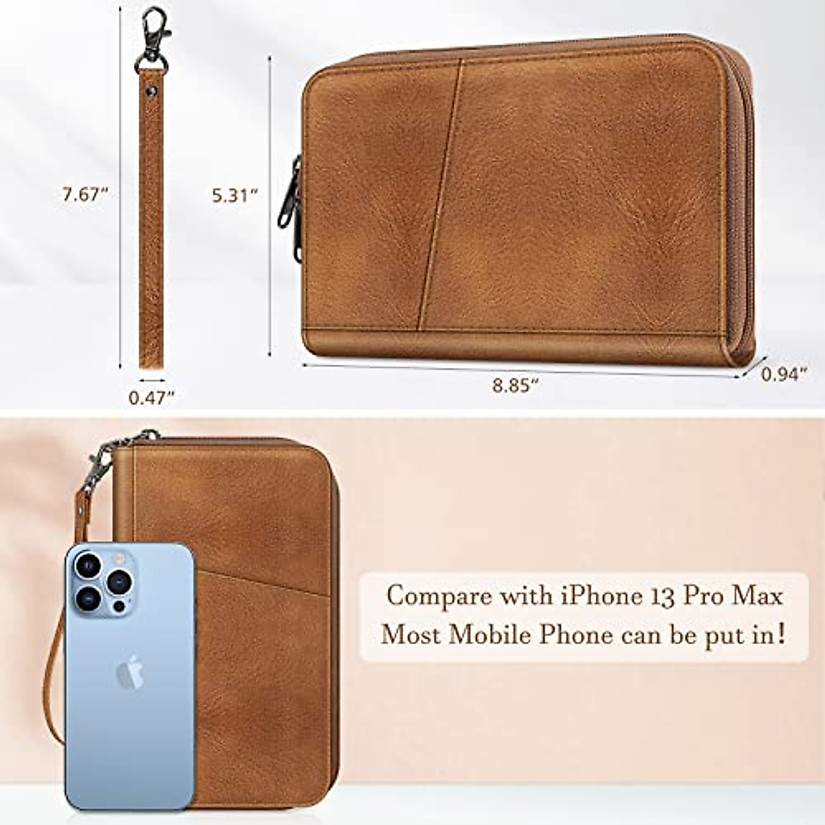 Fintie Family Passport Holder Wallet, RFID Blocking Travel Document Organizer Clutch Bag Credit Cards Case Cover for Women Men (Brown)