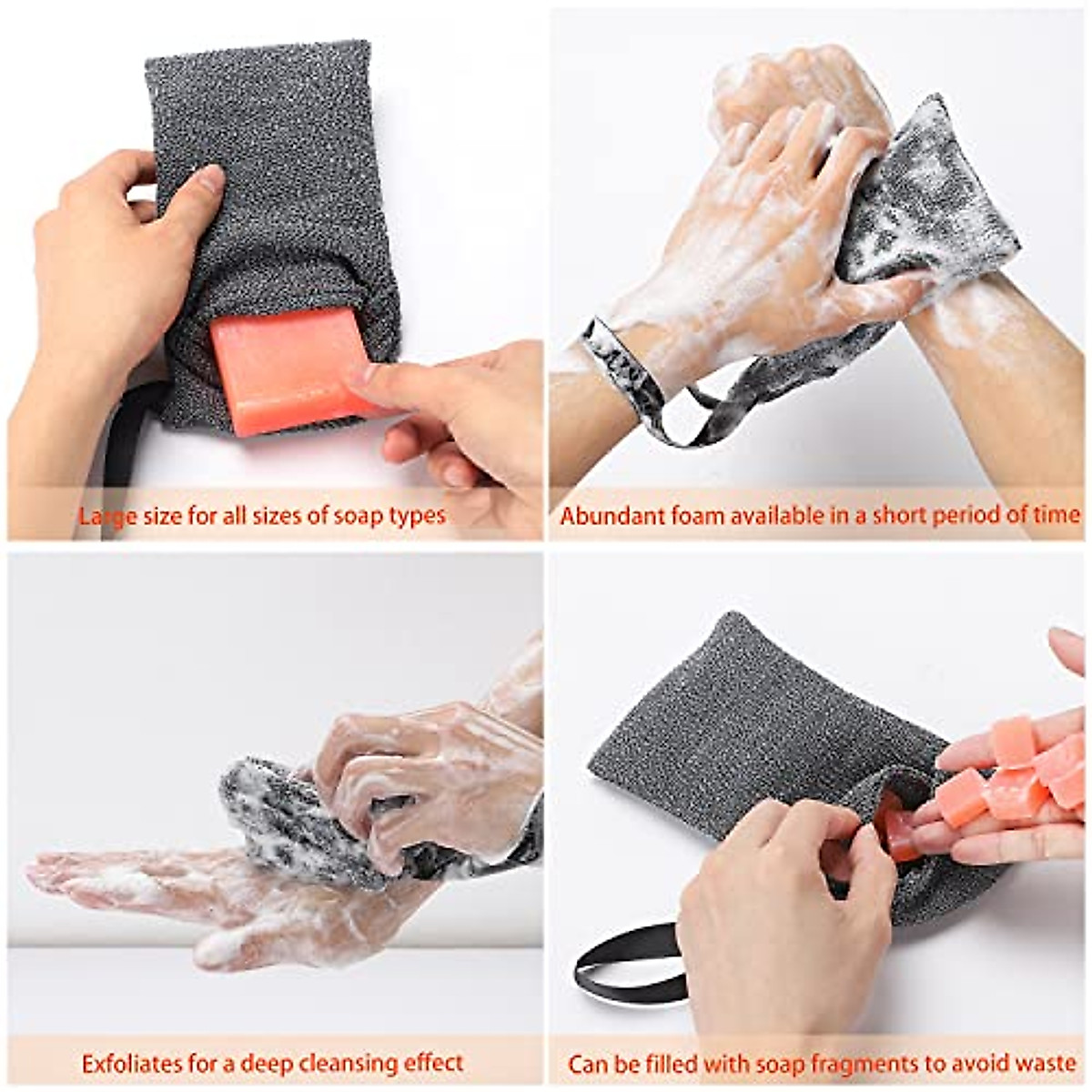 6 Pack Soap Saver Bags and Pads Set, Soap Pocket Exfoliating Soap Saver Pouch for Large Bar Soap or Leftover Bits, Body Scrubber Sponge for Men and Women for Bathing and Showering (6 Pack)