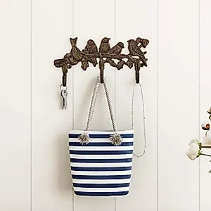 Home Lavish 80-WALLH-BRD1 Decorative Tree Branch and Birds Cast Iron Shabby Chic Rustic Wall Mount Hooks