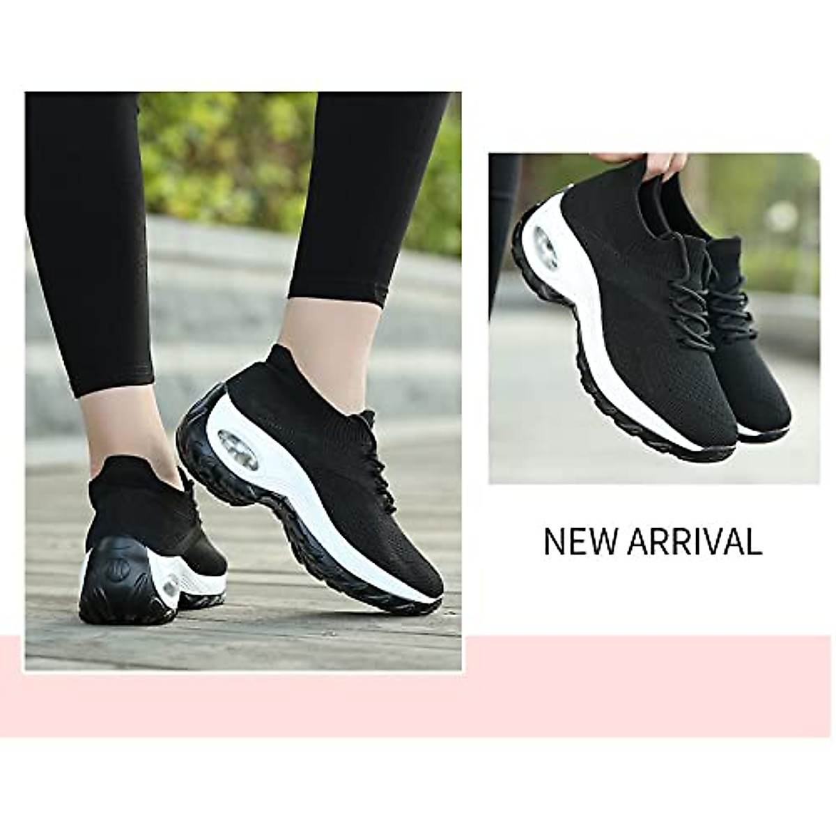 pearlzone Women's Running Shoes Breathable Air Cushion Sneakers Elastic Tennis Sneakers,Comfortable Shape Shoes for Jogging Work Running (red,7.5)