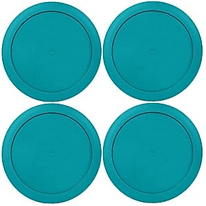 Klare Ware 4 Cup Replacement Lids/Covers for Pyrex 7201, Anchor Hocking & Klare Ware Storage Bowls (Glass Container Not Included) Microwave, Freezer & Top Rack Dishwasher Safe (4 Pack, Turquoise)
