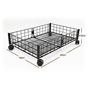 Under Bed Storage with Wheels, Rolling Under Bed Shoe Storage Container, Under Bed Cart with Wheels, Underbed Storage with Sturdy Storage Bags & Clear Window & Thick Fabric, 2 Sets, (Black)