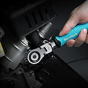 DURATECH 4-in-1 Flex-Head Ratchet Set, 19mm Ratcheting Wrench with Interchangeable 1/4", 3/8", 1/2" Drive Head, 72 Tooth, Preminum CR-V Steel Made