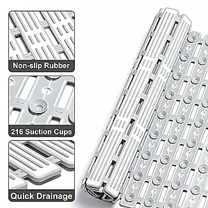 TIJIDE Bathtub mat Non Slip Shower mat, Bath mats for Bathroom Non Slip 35.4 x 15.7 Inch for Bath and Shower Non-Slip use Quick Drain Easy to wash Cut and Store