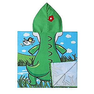 Athaelay Kids Towels with Hood for Bath Beach Pool Toddler Hooded Towel Poncho Swim Cover-ups with Drawstring Bag (Alligator)