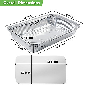 DEDU Aluminum Pans with Lids 9 x13 Heavy Duty, Rectangle Foil Pans with Covers 2.73 Lb Capacity, Disposable Tin Foil Pans Durable for Baking, Cooking, Heating, Storing, Food Prepping (30 Sets)