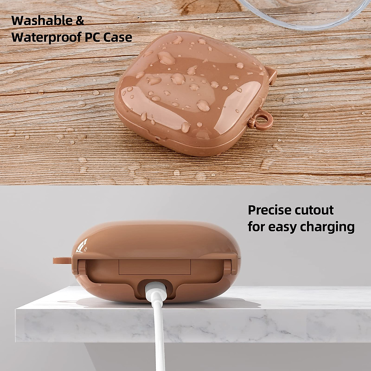 Beats Fit Pro Case Cover,AIRSPO Clear Case for Apple Beats Fit Pro 2021 Shockproof Protective Beats Fit Pro Earbuds Case Covers with Keychain (Dune)