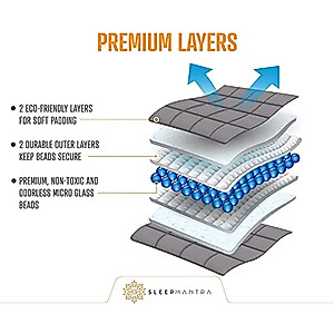 Cooling Weighted Blanket for Adults - (20lb, Queen/Full, 60"x80"), Thick Quilted, Breathable Pre-Washed Microfiber Fabric, Natural Glass Beads for Calming, Restful Sleep, Sleep Mantra (Gray)