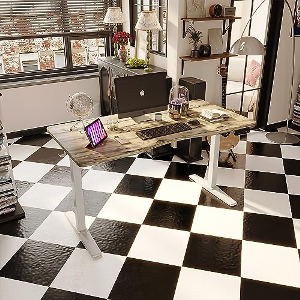 Monomi Height Adjustable Electric Standing Desk, 55 x 24 Inches Stand up Desk, Sit Stand Home Office Computer Desk, Maple