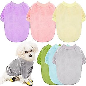 6 Pieces Dog Shirts Furry Dog Sweater Puppy Sweaters with 6 Colors Warm and Soft Shirts for Small Medium Dogs Flannel Clothes for Dogs Boy or Girl Winter PET Sweatshirt Clothing (L)