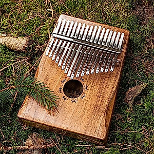 Ortega Guitars Wood 17 Key Kalimba-C Major-Top Soundhole-w/Bag, Tuning Hammer, Polish Cloth, Case, Solid Acacia (OKB1)