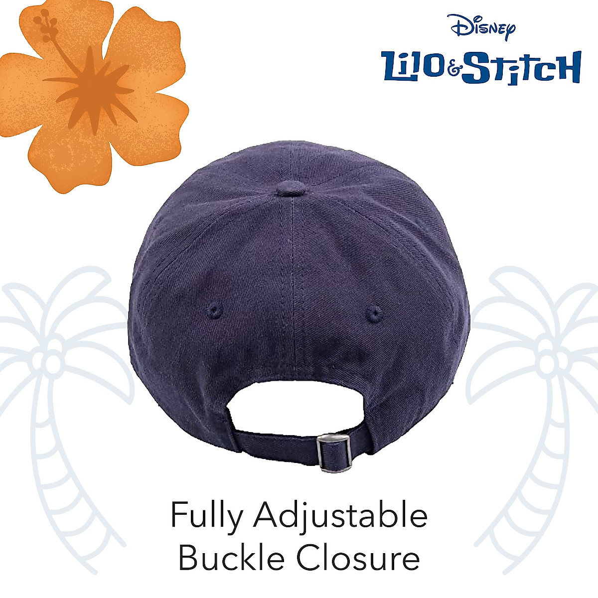 Disney Stitch Dad Hat, Adjustable Cotton Baseball Cap with Curved Brim, Navy, One Size