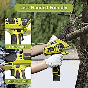 SEYVUM Mini Chainsaw with 2 Batteries 2 Chains, Portable Electric Chainsaw Cordless Handheld Small Power Chain Saws with Security Lock, Hand Saw for Trees Trimming Branch Wood Cutting