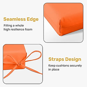 UNIKOME Outdoor Chair Cushions Pack of 4, Waterproof Patio Cushions with Ties, High Density Sponge Filling Square Corner Seat Cushions for Outdoor Furniture, 18.5"x16"x3", Orange
