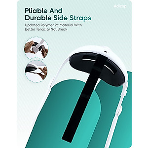 Adicop Elite Strap with Battery for Oculus Quest 2, 5300mAh Extend 4hrs Playtime,Fast Charging VR Power,Counter Balance&Adjustable Head Strap for Enhanced Support and Comfort in VR