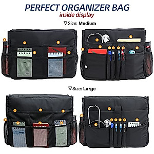 HoogaLife Nursing Waterproof Lightweight Tote Bag Large Shoulder Portable Bag for Nurse, Gym, Travel, Shopping, Beach (Black/L)