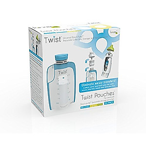 Kiinde Twist Pouch Direct-Pump Direct-Feed Twist Cap Breast Milk Storage Bag for Pumping, Freezing, Heating and Feeding, Pre-Sterilized, Breast Feeding Essentials, 6 Ounce, Pack of 20