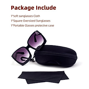 SINBRLAI Women's Oversized Sunglasses Trendy Square Sun Glasses Retro Leopard Large Frame Big Sunglasses Womens UV400 Protection