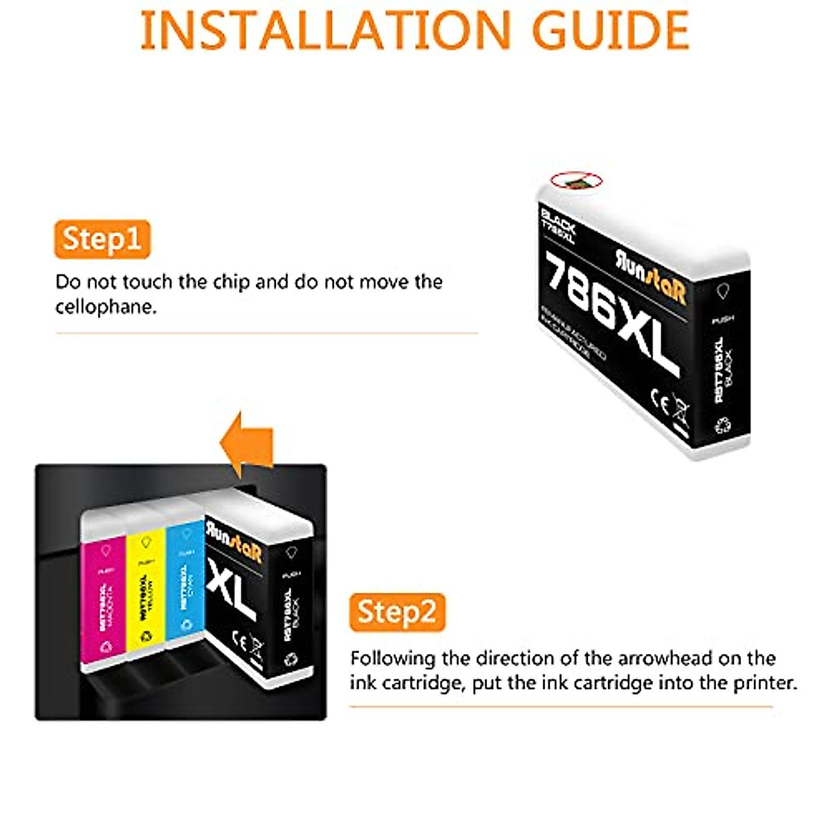 Run Star 1 Pack 786XL Black Remanufactured Ink Cartridge Replacement for Epson 786XL T786XL use for Epson Workforce Pro WF-4630 WF-5620 WF-5110 WF-4640 WF-5690 WF-5190 Printer (1 Black)
