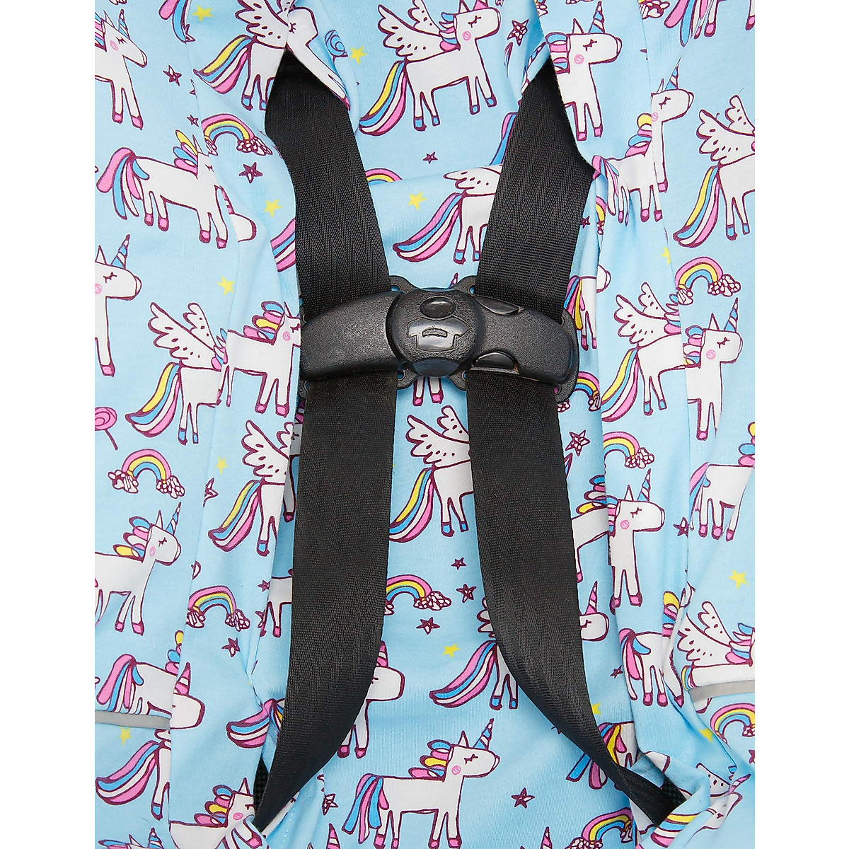 Niko Easy-Wash Children's Car Seat Cover & Liner - 100% Cotton Jersey Blue Unicorn - Fits Most Toddler Car Seats - Universal Fit - Waterproof SEAT Bottom - Machine Wash and Dry