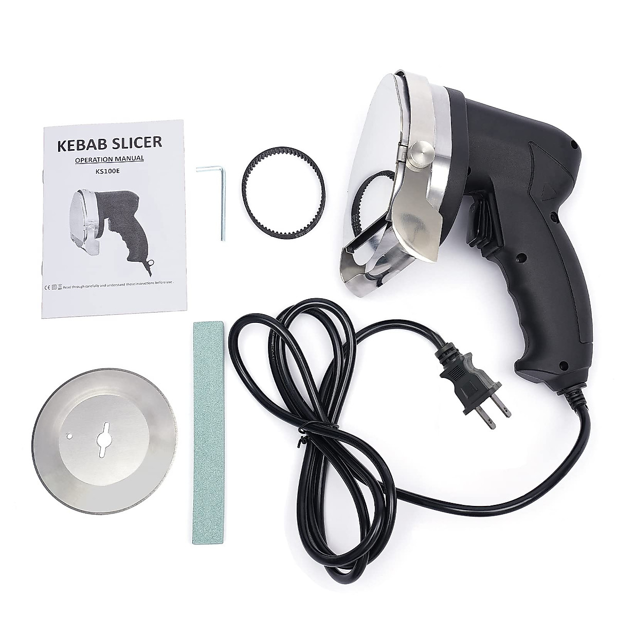 DNYSYSJ 80W Electric Shawarma Knife with Round Blade, Electric Turkish Kebab SlicerGyro Cutter Hand Held Electric Shawarma Cutter Kebab Meat Slicer Electric Kebab Knife for Lamb, Pork and Chicken