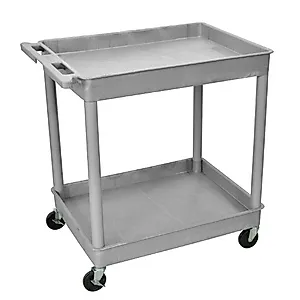 Luxor/H.Wilson 2 Shelf Utility Tub Cart, Gray (TC11-G), 24 L x 32 W x 37 5 H