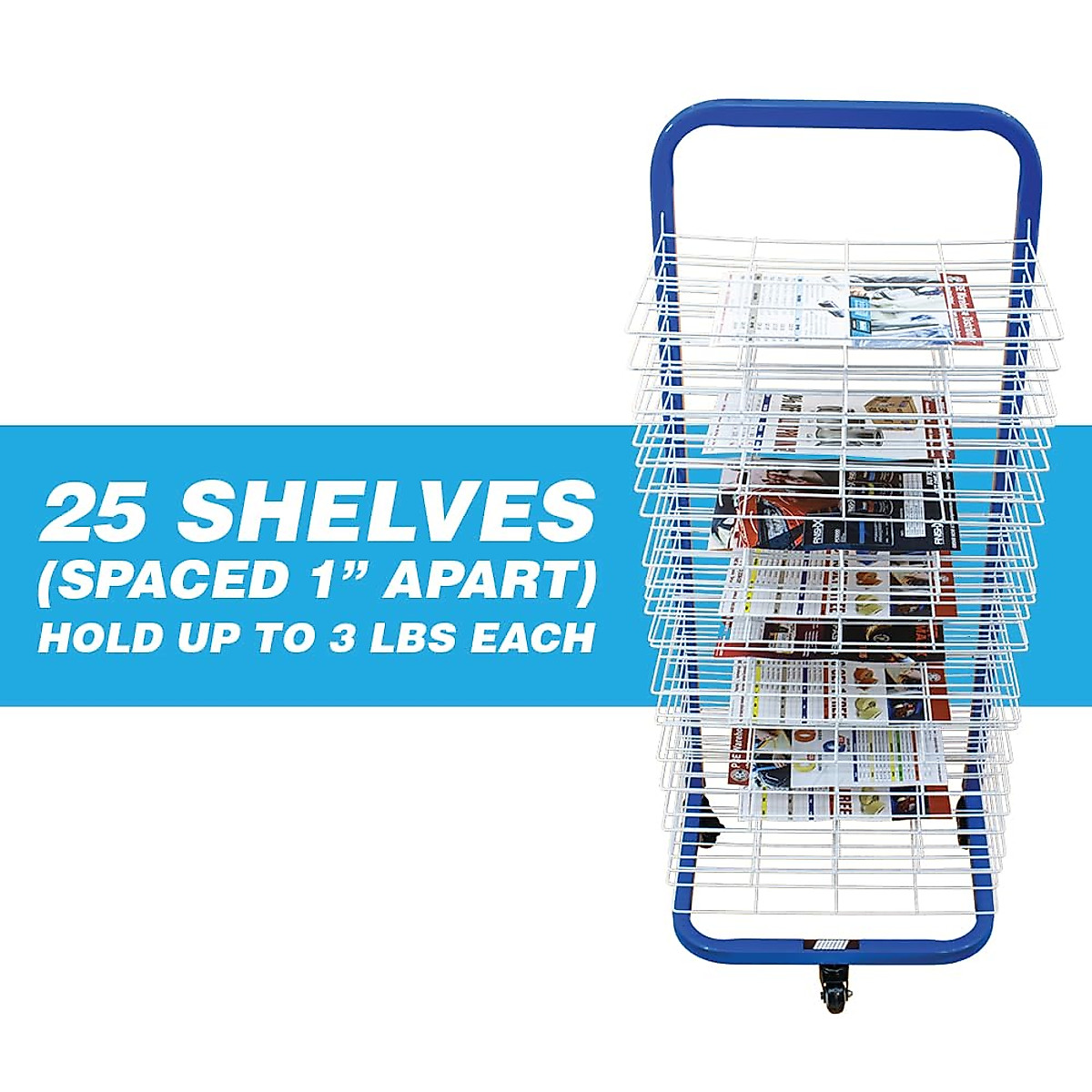 LAUCO Art Drying Rack for Art Studios & Classrooms, 25-Removable Shelf Mobile, Painting Drying Rack with Wheels - Stack Rack for Painting, Drawings, and More (1 Pack)