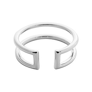 Honeycat Double Stack Open Adjustable Ring in Gold, Rose Gold, or Silver | Minimalist, Delicate Jewelry (Silver, 8)