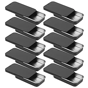 Hemoton 20pcs Rectangular Slide Top Tinplate Box Sliding Cover Push-Pull Tin Box Metal Tin Containers for Candies Jewelry Crafts Lip Balm Storage 50x25x10mm