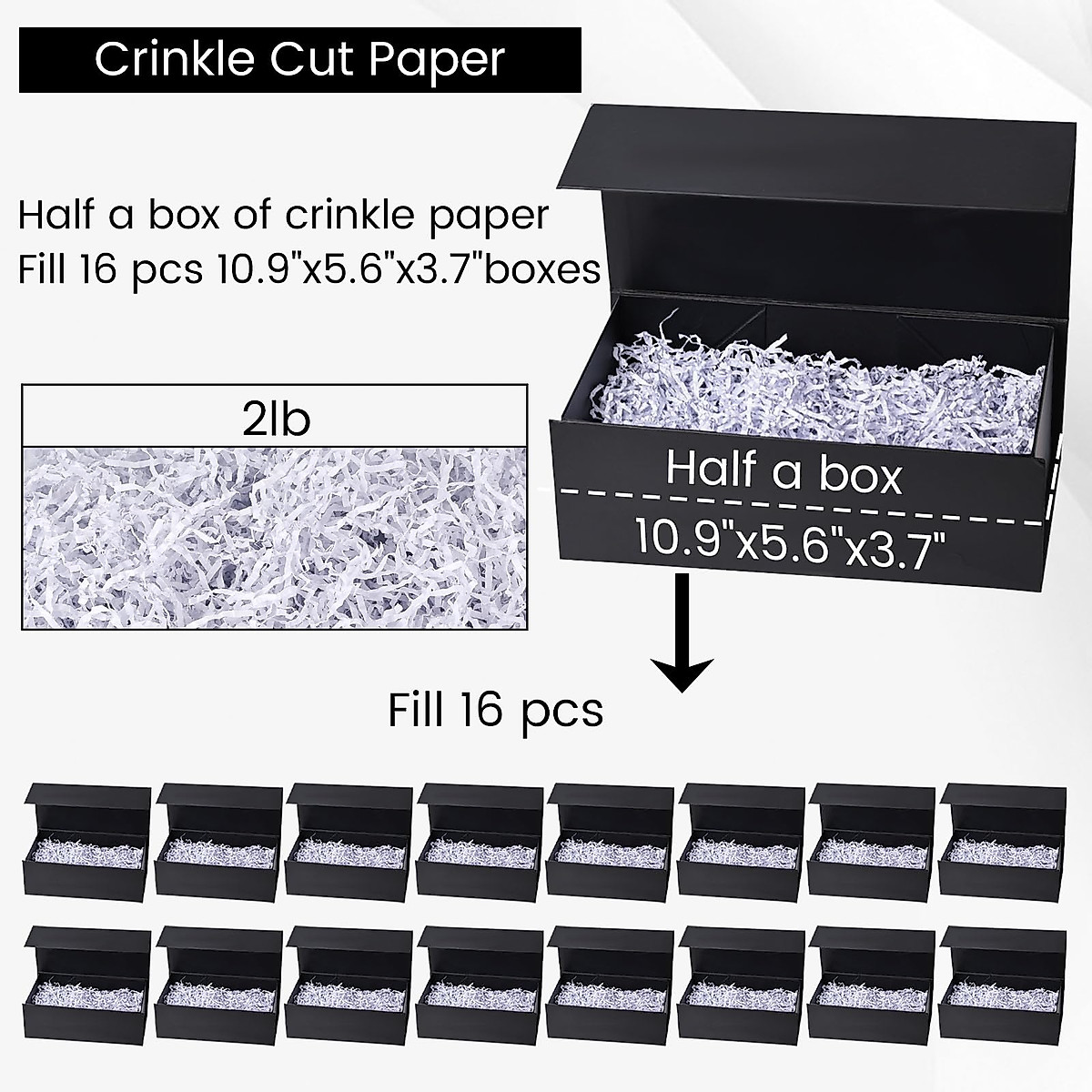 VGOODALL 2LB Crinkle Cut Paper, Black Shredded Confetti Paper for Gift Basket Filling Halloween Christmas Birthday Party Gift Box Wrapping Stuffing Supplies